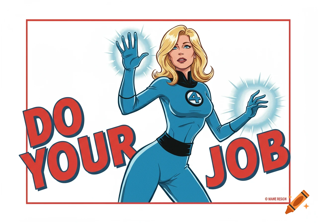 Do Your Job poster featuring Invisible Woman on Craiyon