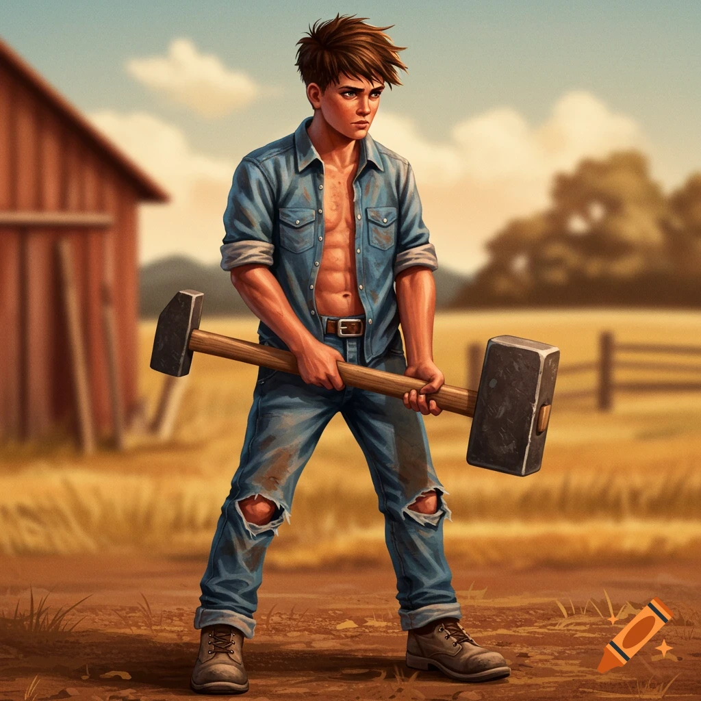 Country boy with a hammer on Craiyon