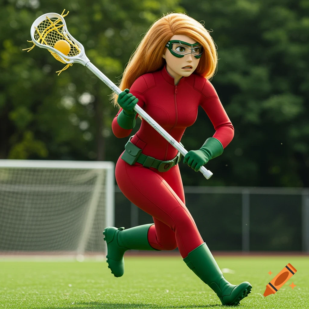 Photo of a skilled female lacrosse player in action on Craiyon