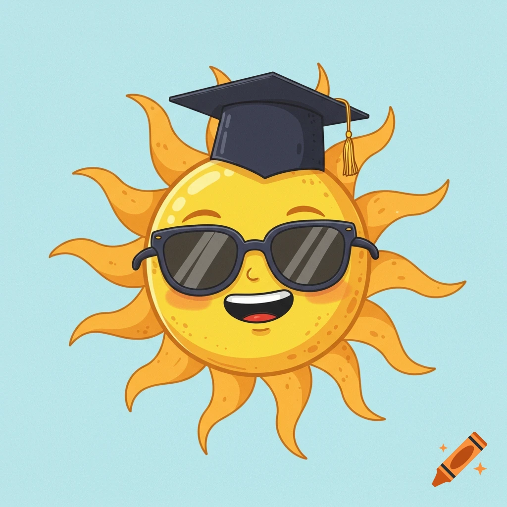 Cartoon blue fish Dory wearing a graduation cap and smiling on Craiyon