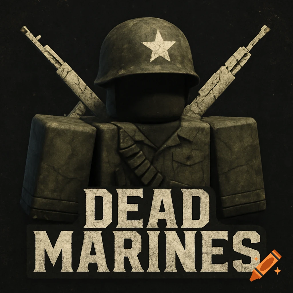Blocky military figure with rifles and text "DEAD MARINES", Roblox icon ...