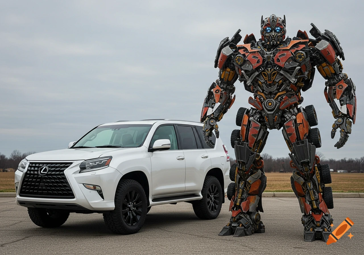 White 2022 Lexus GX 460 and its Transformer robot form with Nitto Ridge ...