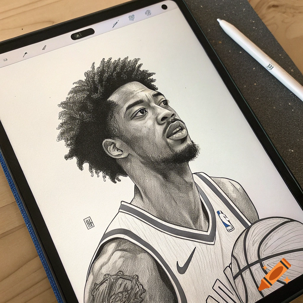 Ja Morant sketch on iPad on Craiyon