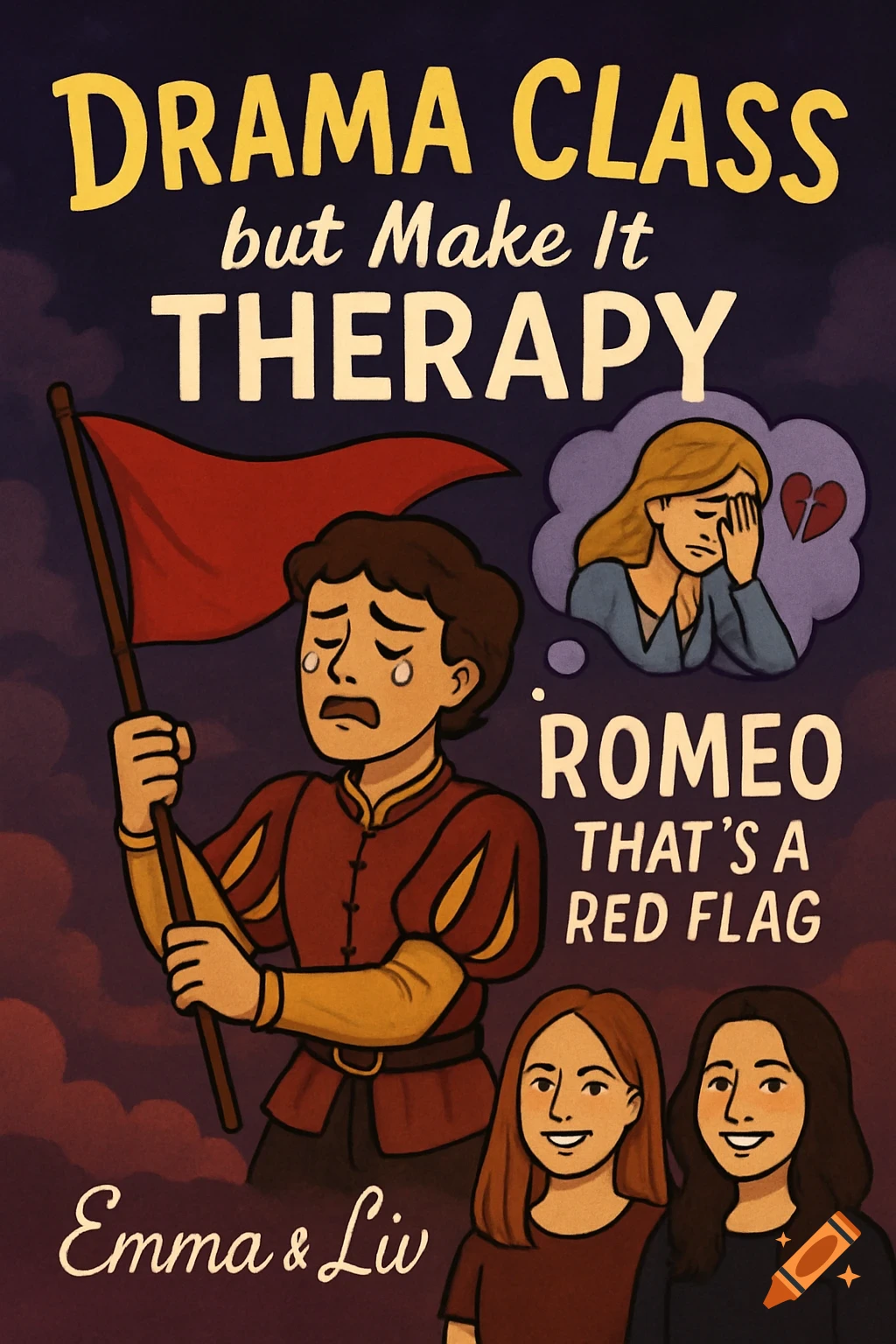 Podcast cover art: 'Romeo, That's a Red Flag' with cartoon Romeo ...