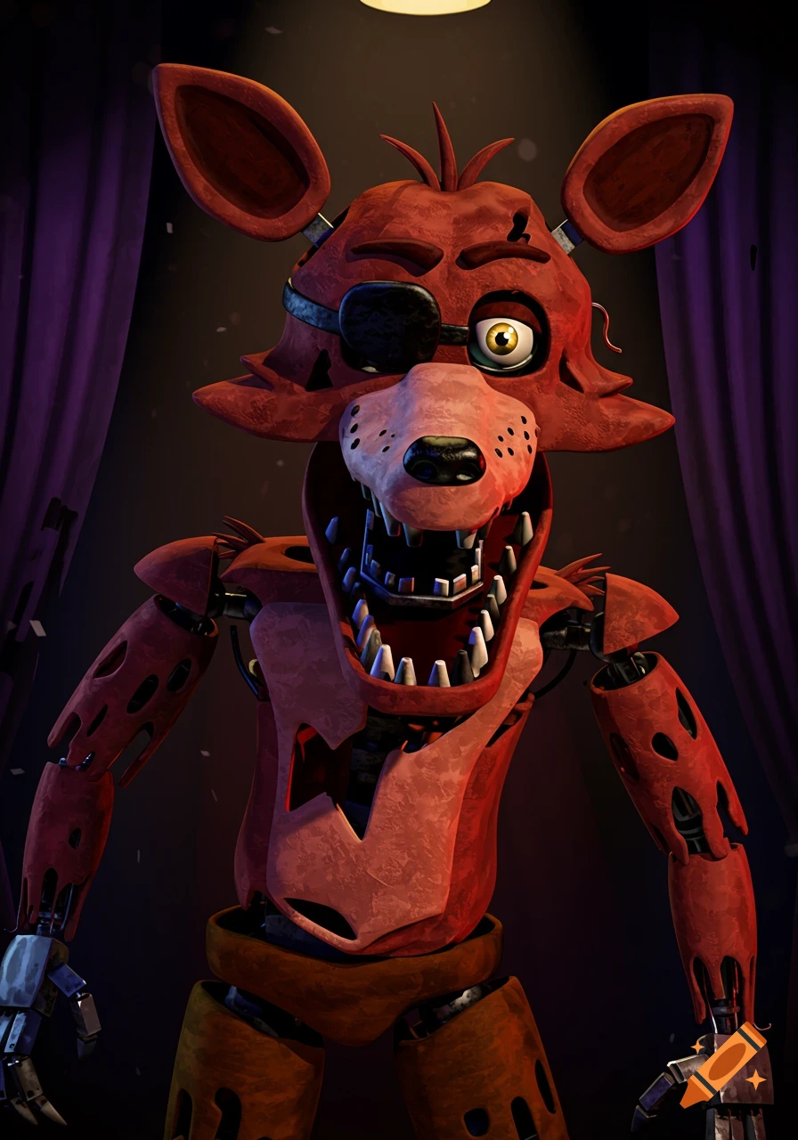 Close-up portrait of Springtrap, the damaged green animatronic rabbit ...