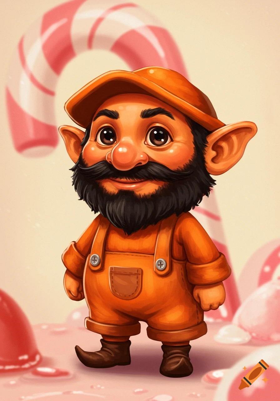 Oompa loompa with pointed black beard on Craiyon