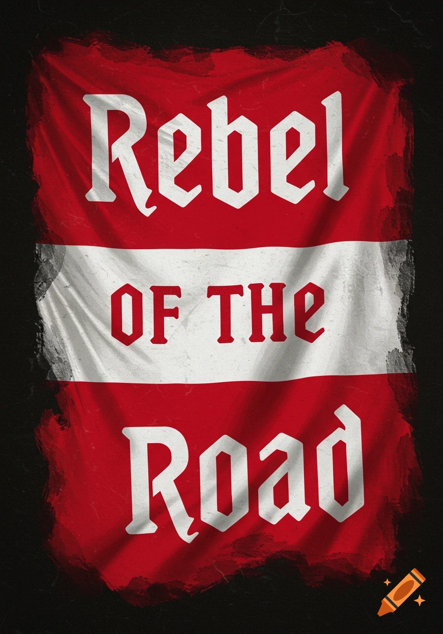Logo with a skull wearing a red helmet, wings, and the text 'ROAD REBELS'. on Craiyon