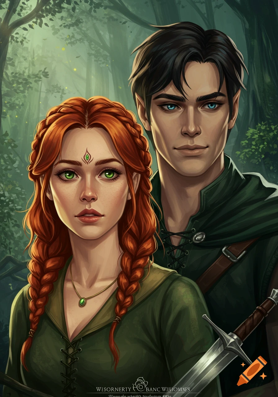 Elloren Gardner and Yvan Guriev portrait from the Black Witch Chronicles on Craiyon