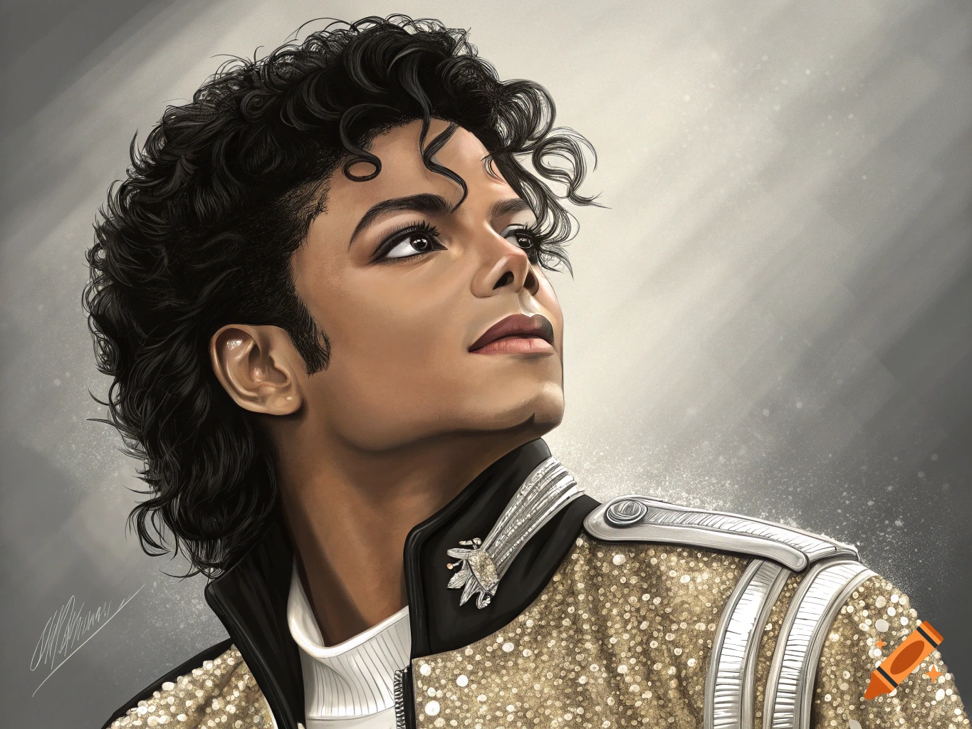 Illustration of Michael Jackson in a red jacket and sequined glove on ...