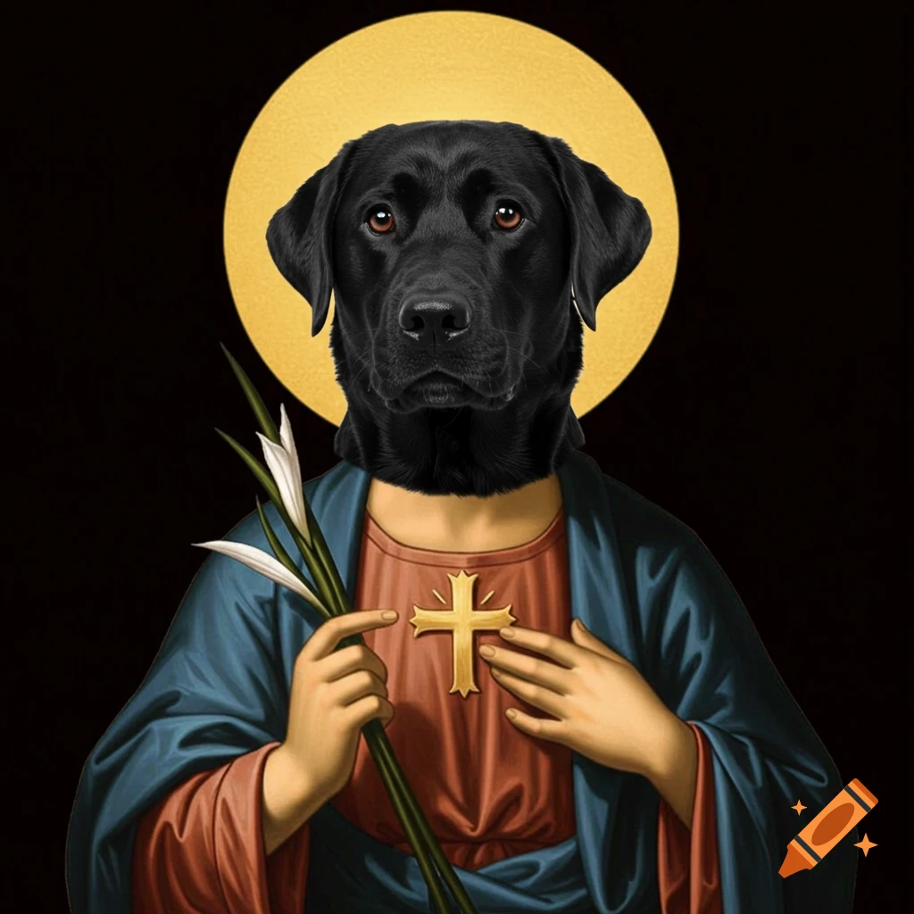 Black lab as Saint Luigi meme on Craiyon