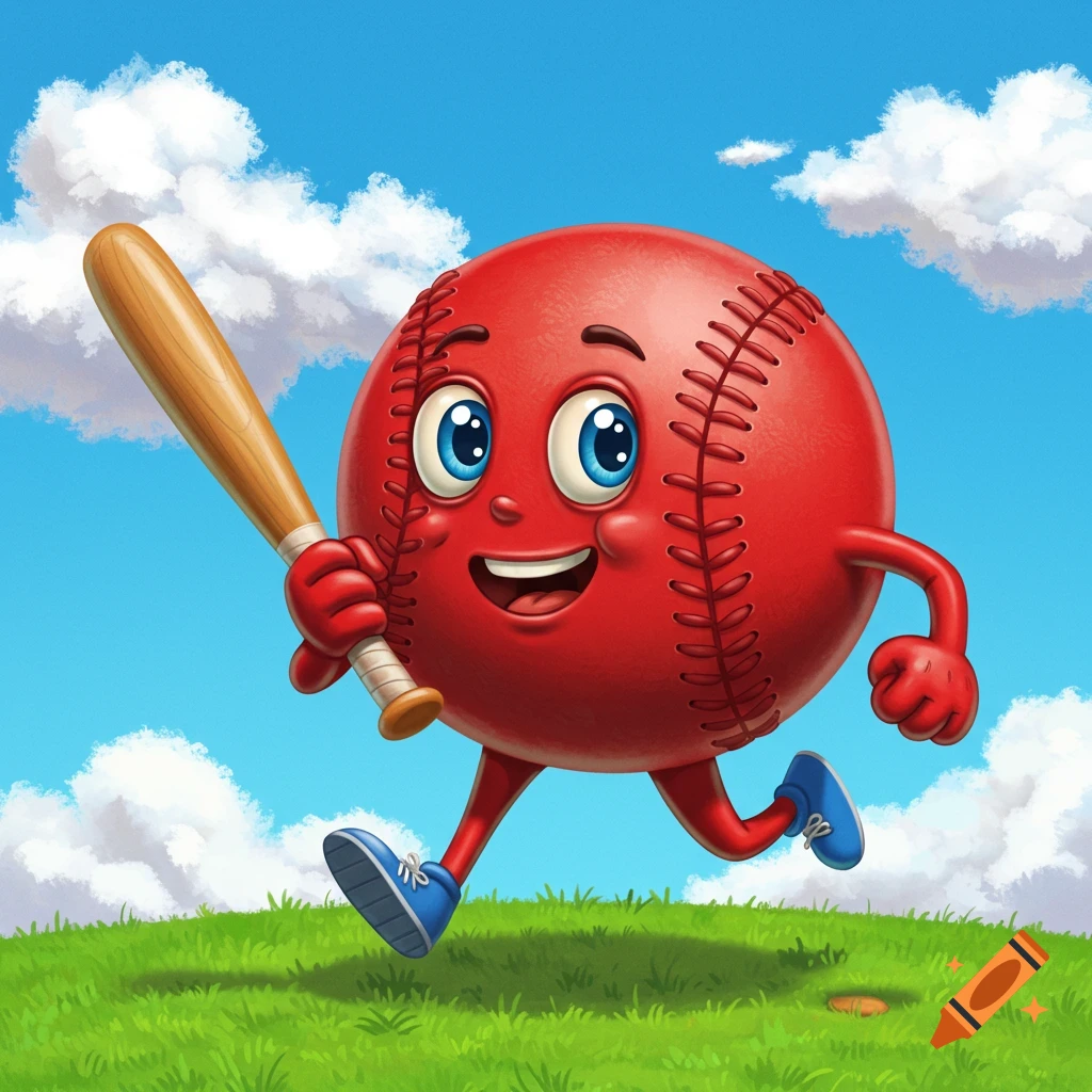 A cartoon tree stump character holding a baseball bat with a baseball ...