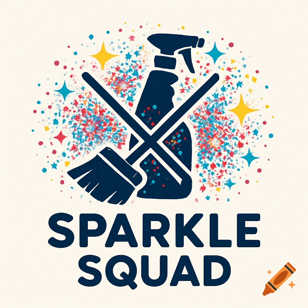 Sparkle Squad cleaning business logo with glitter splash on Craiyon