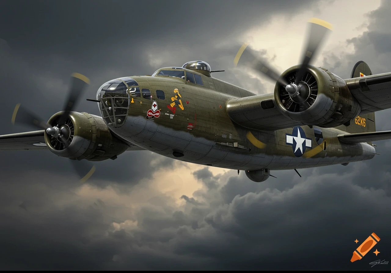 A Minecraft character's head is shown on a bomber plane flying through ...