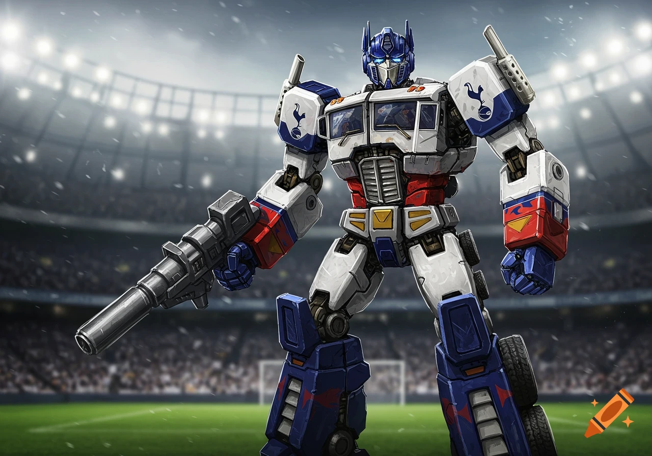 Optimus Prime wearing a red and blue Superman costume with the 'S ...