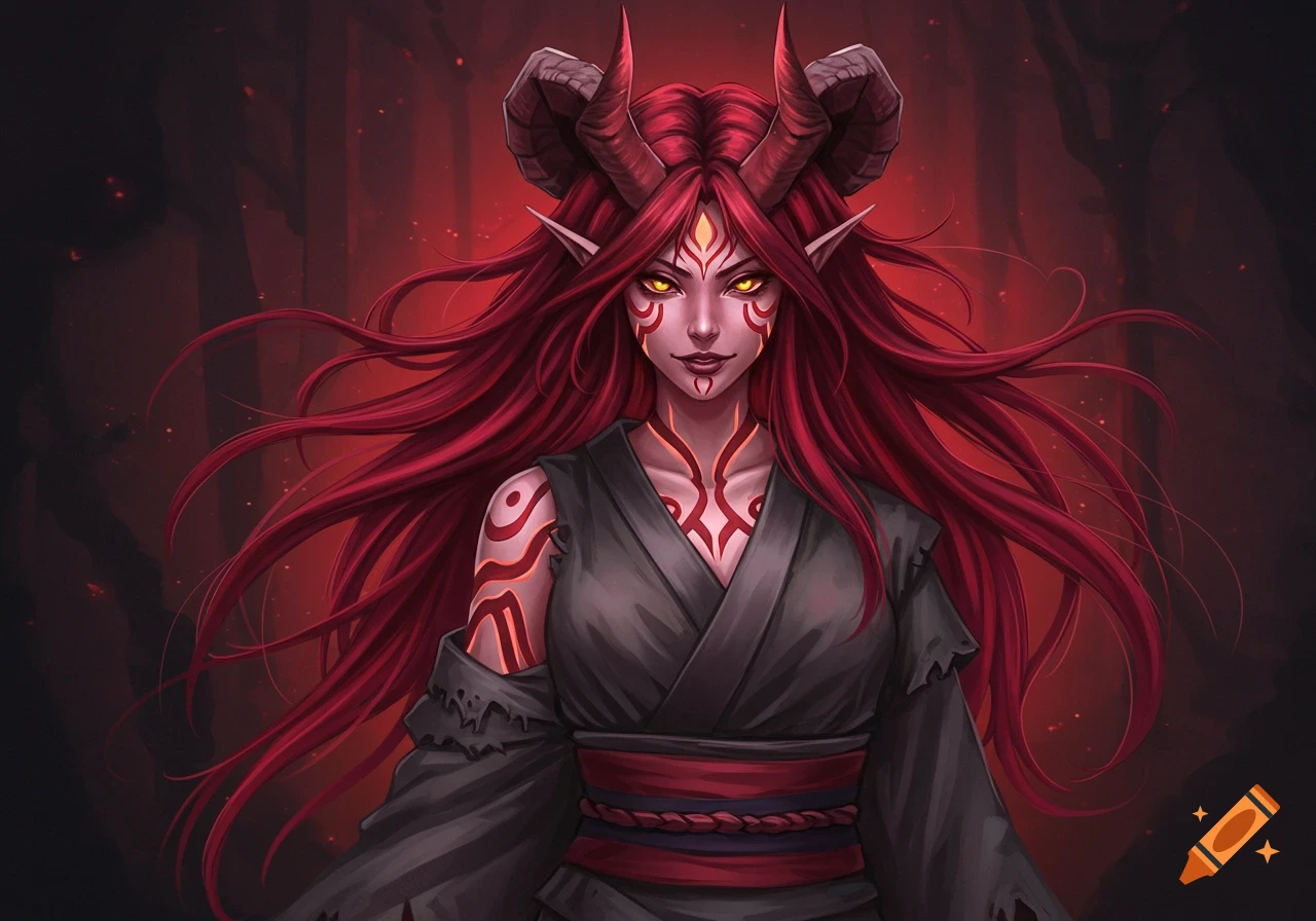 Anime demon girl full body on Craiyon