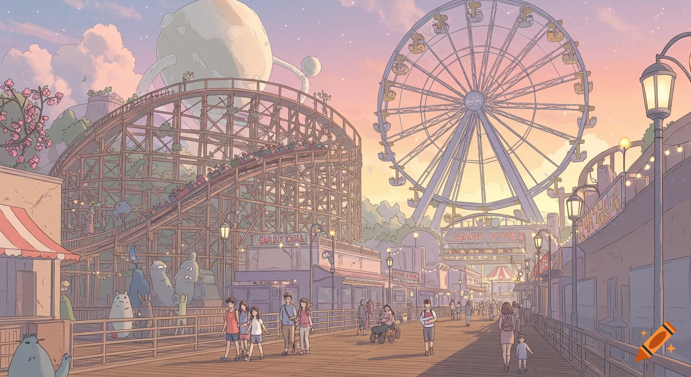 Colorful logo for 'LITTLE LAND OF FUN THEME PARK' with amusement park ...