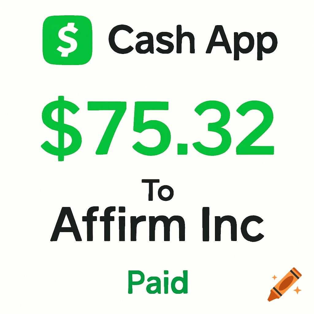 Fake CashApp transaction screenshot to Affirm Inc. on Craiyon