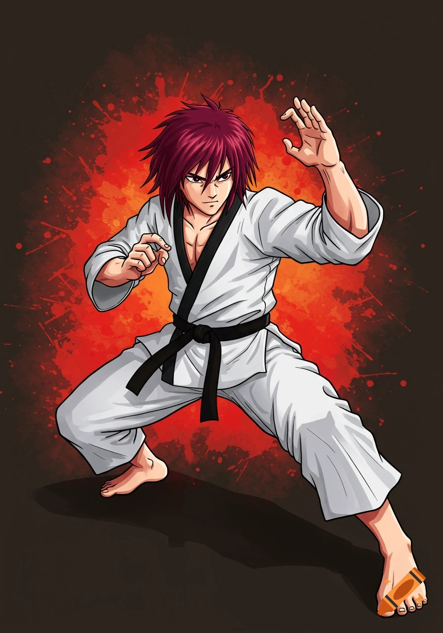 Karate fight in Tokyo with a strong male character battling a monster ...