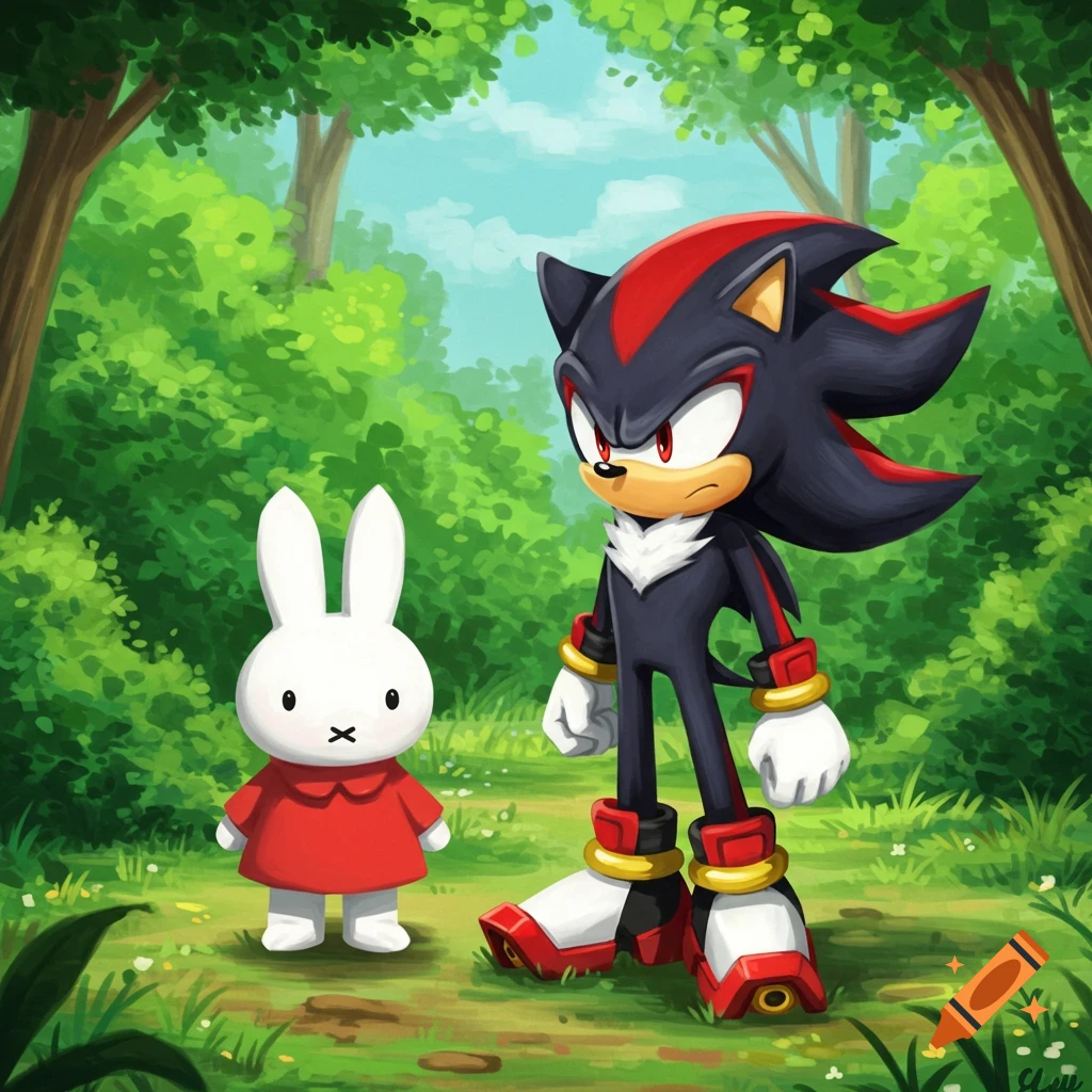 Miffy with Shadow the Hedgehog on Craiyon