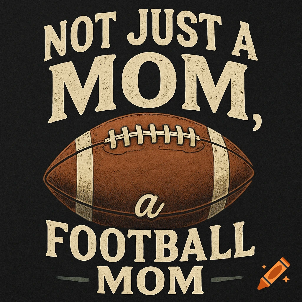 T-shirt design with the slogan: Not just a mom, a football mom. on Craiyon