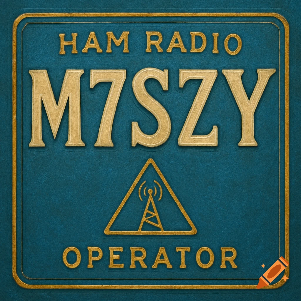 Ham radio station call sign badge M7SZY on Craiyon