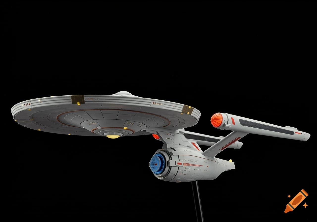 Detailed model kit of the USS Enterprise spaceship from Star Trek on ...