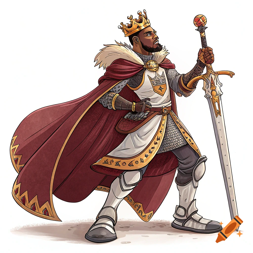 A black and white lineart illustration of a muscular fantasy man in ...