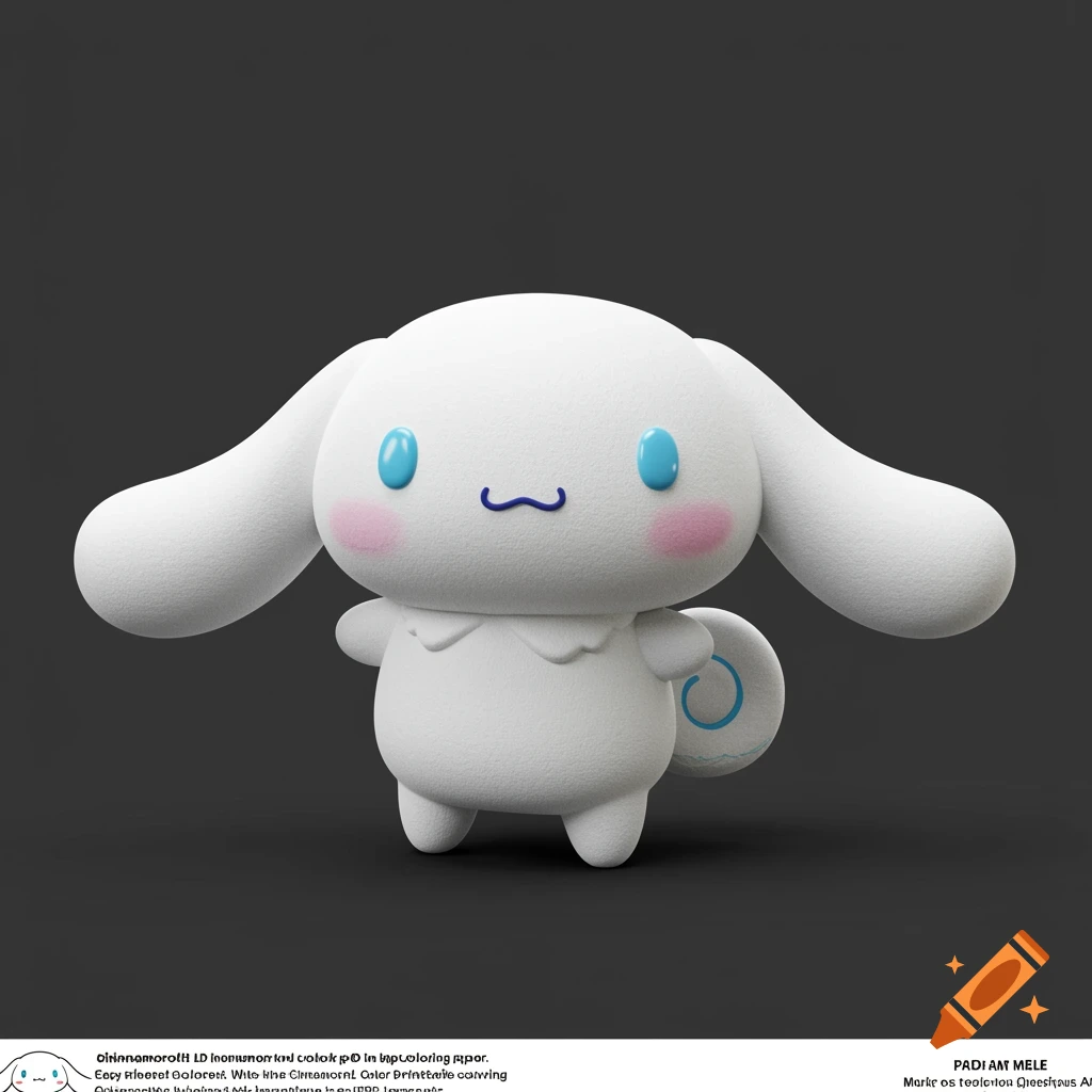 A 3D render of the Sanrio character Cinnamoroll standing. on Craiyon