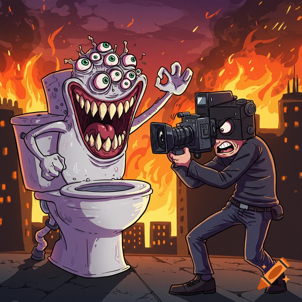 Skibidi Toilet versus Camera Man on Craiyon