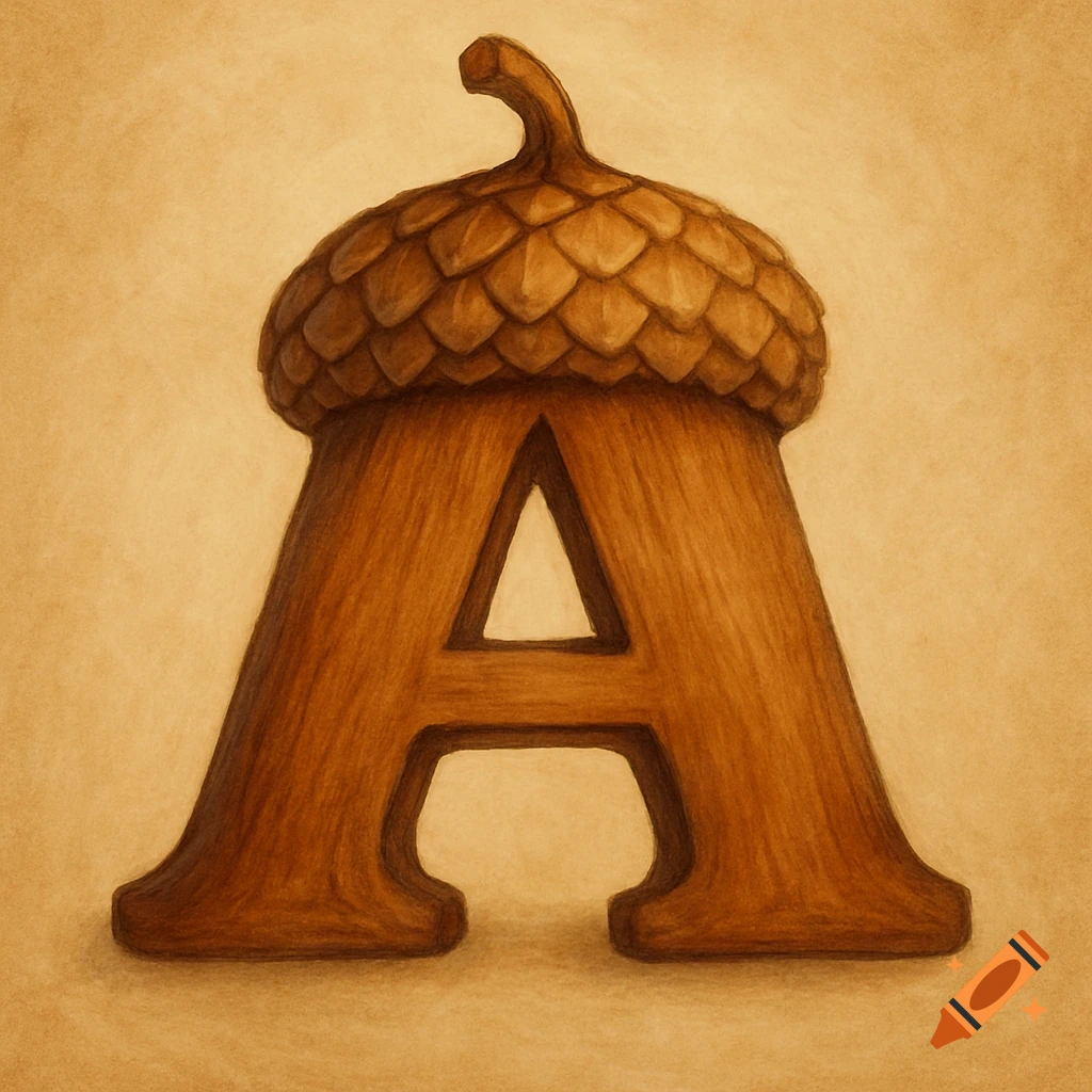 The capital letter A shaped like a wooden acorn on Craiyon