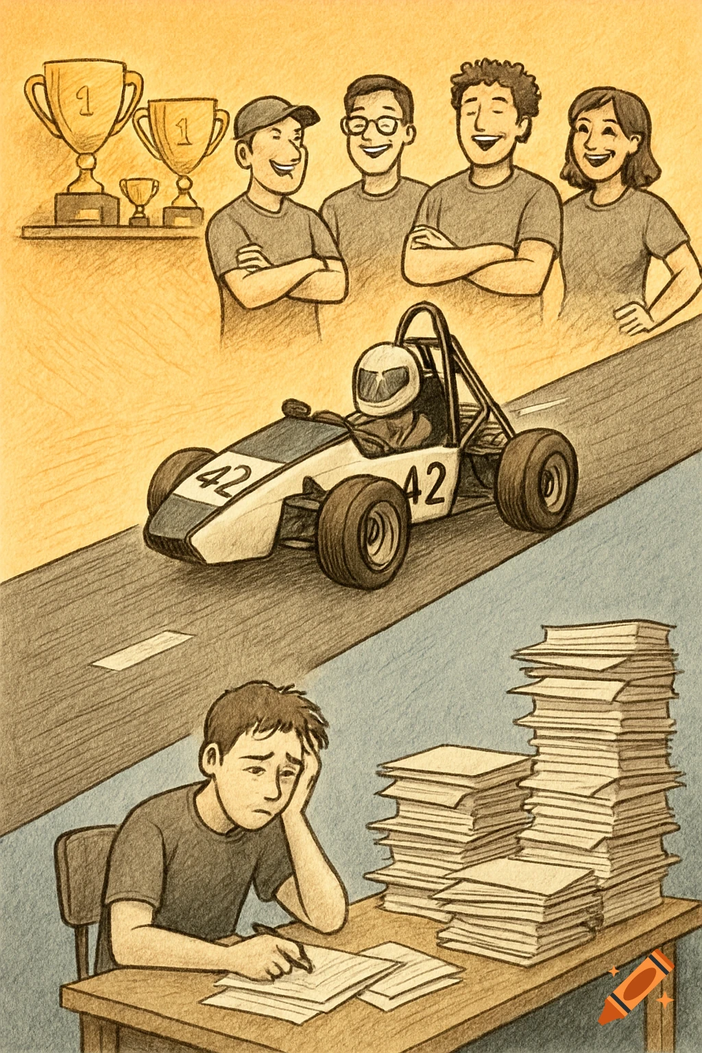 Multi-panel illustration shows children learning rules: doing homework ...
