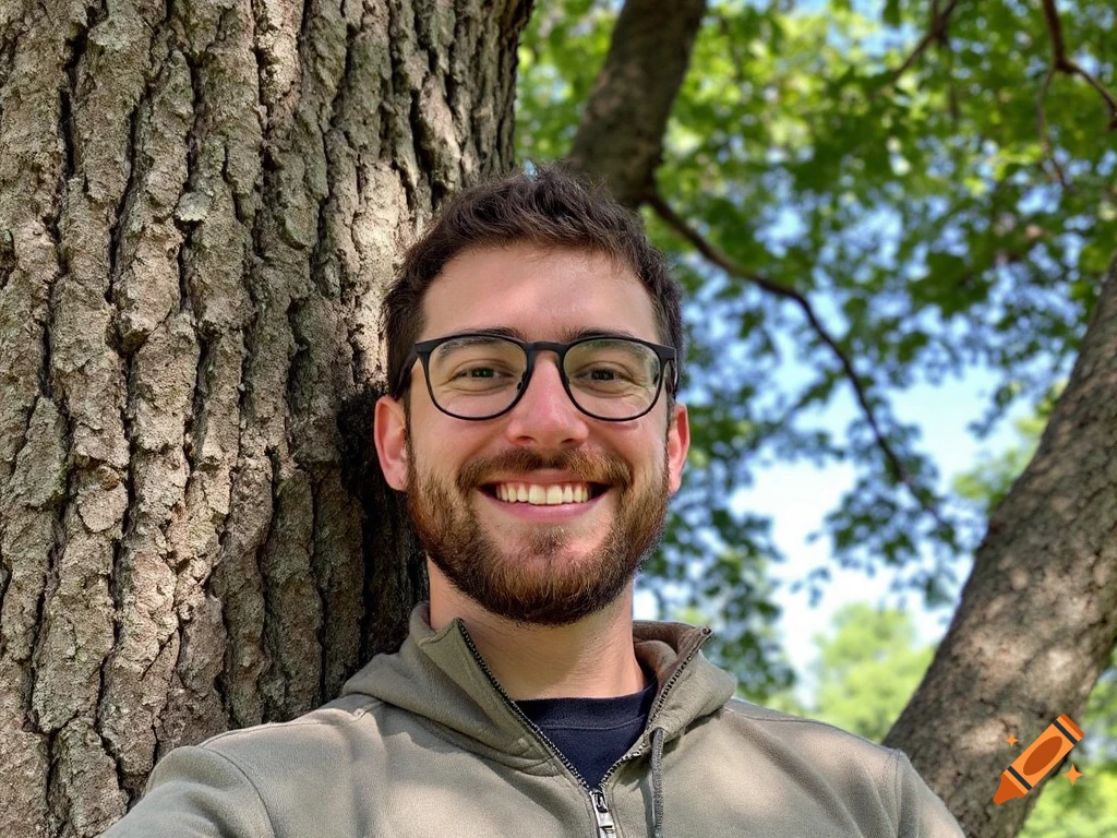 Evan Mitchell under a tree on Craiyon