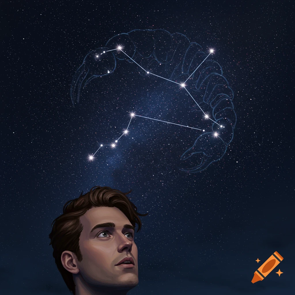Woodcut illustration of the constellation Orion as a muscular figure in ...