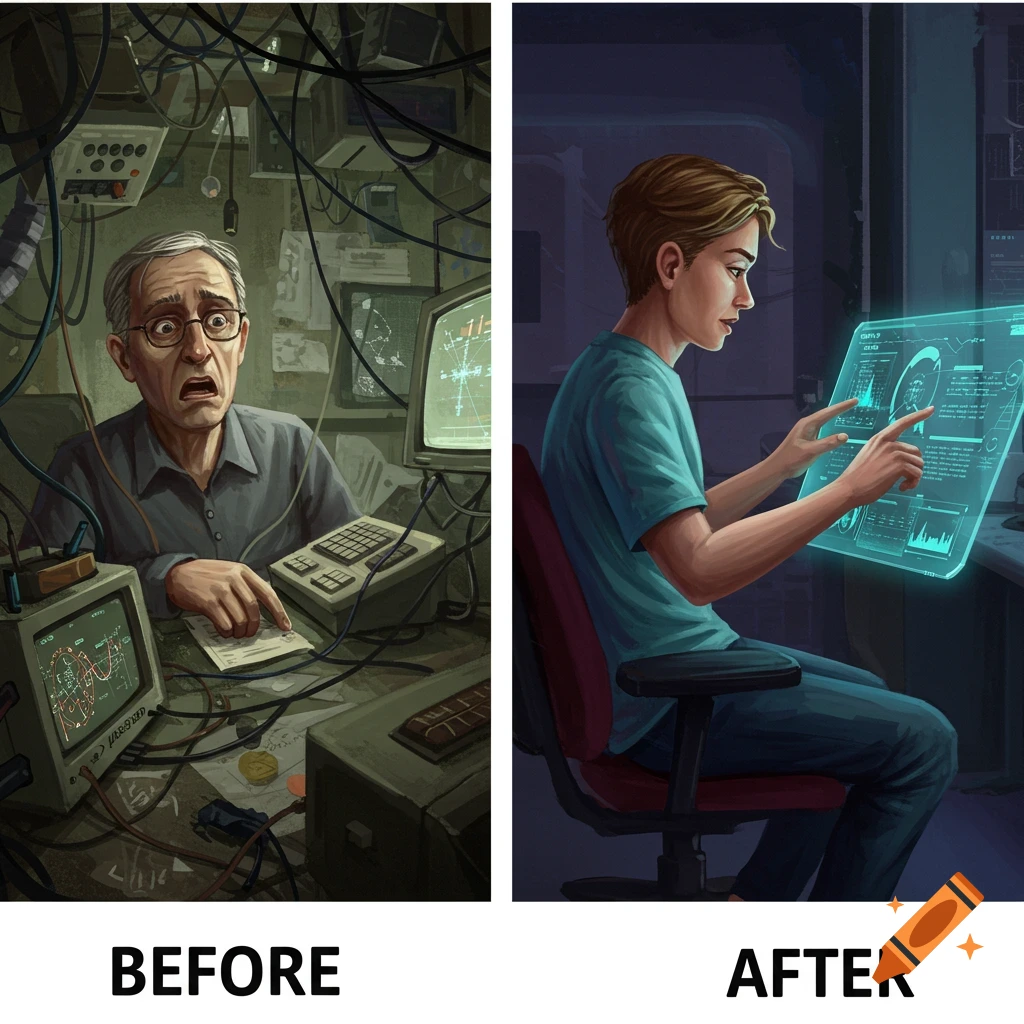 Before and after: technophobia versus tech confidence on Craiyon