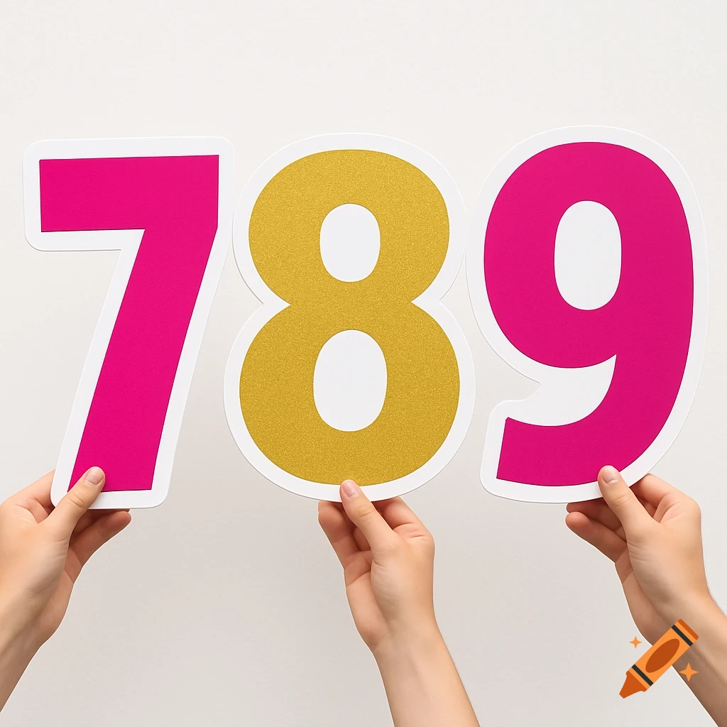 GCSE results day props: vibrant pink and gold numbers 7, 8, and 9 ...