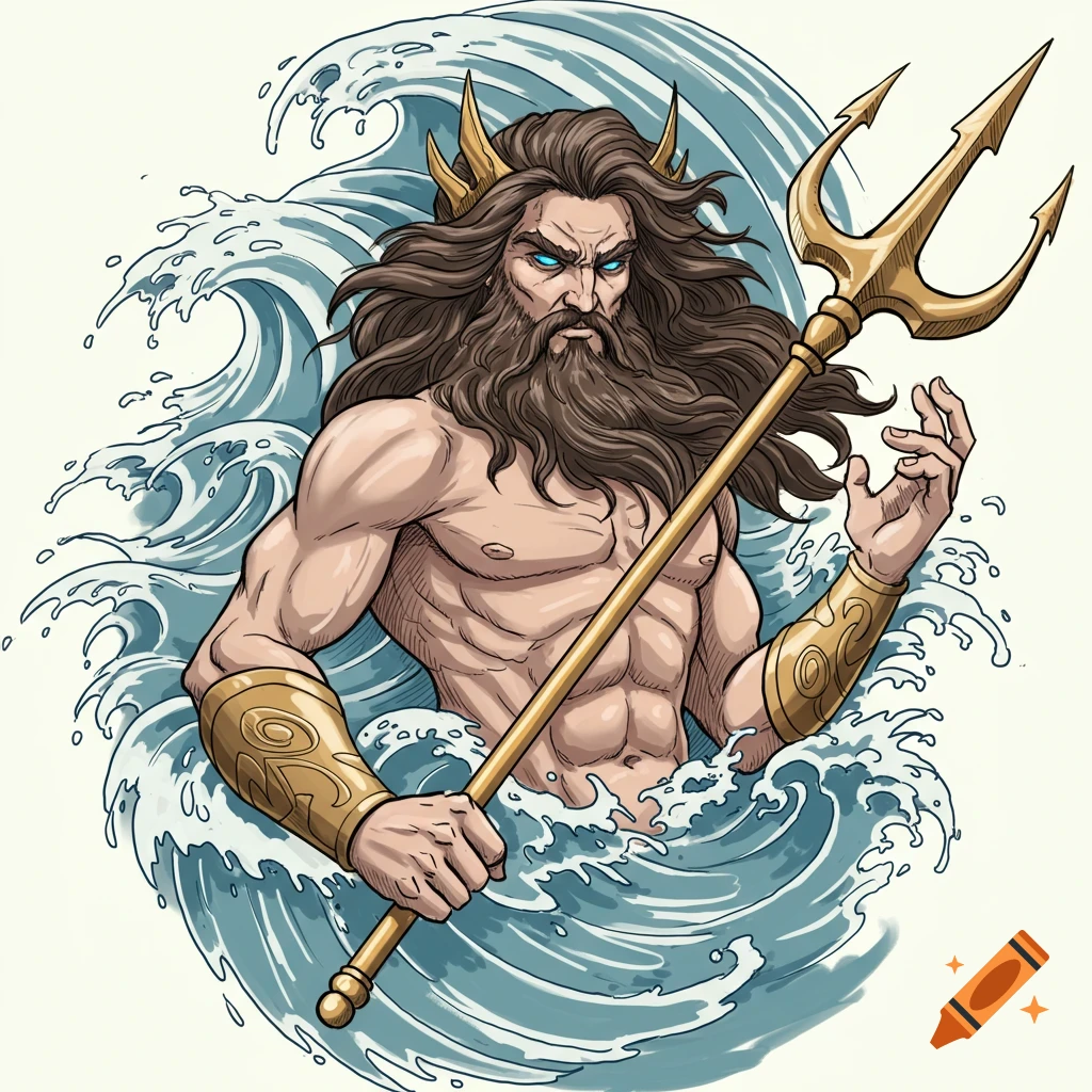 Poseidon drawing on Craiyon