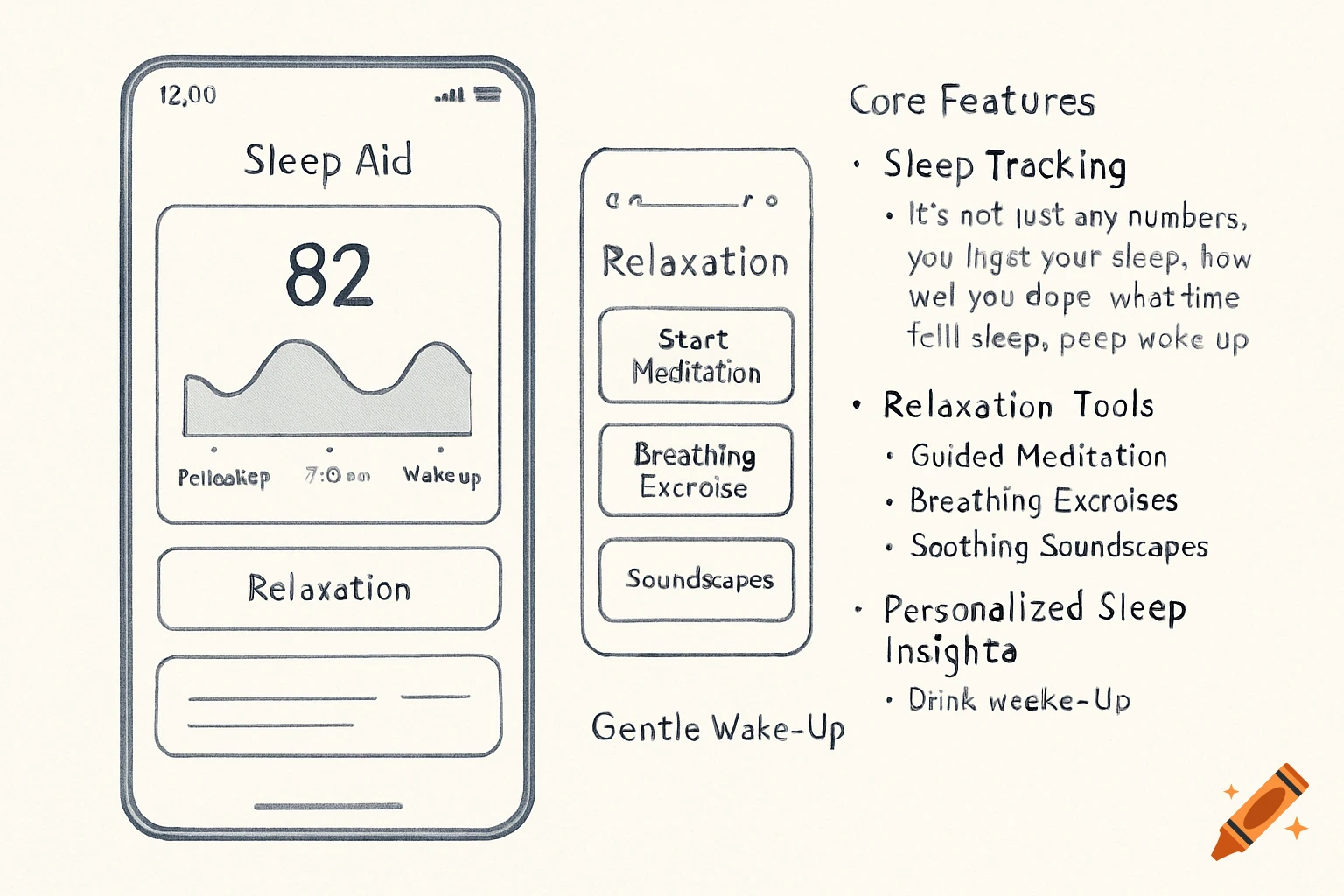 Sleep aid app prototype design showcasing sleep tracking, relaxation ...