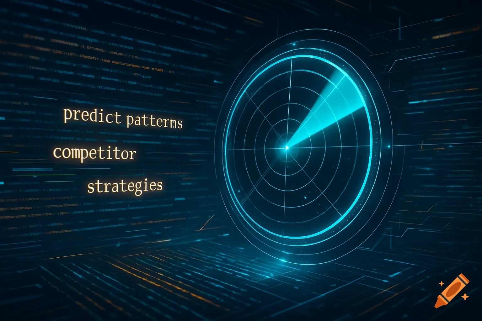A futuristic digital interface showing a radar screen scanning lines of ...