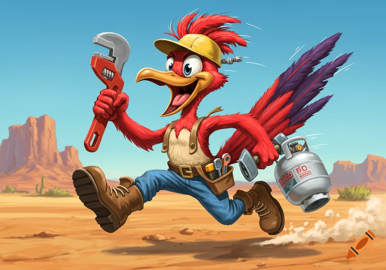 Cartoon Road Runner fires a machine gun while running from Wile E ...
