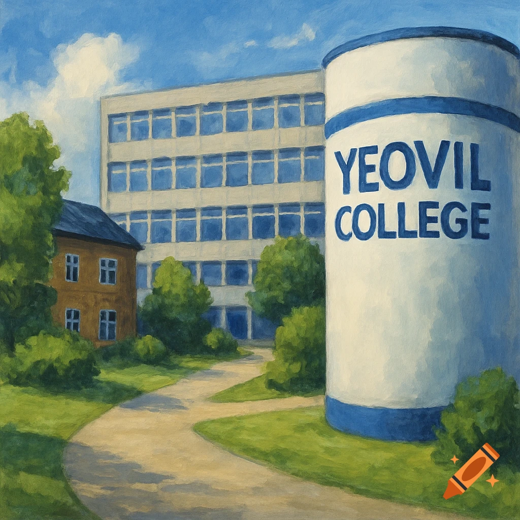 A college campus with buildings and a large 'Yeovil College' sign. on ...