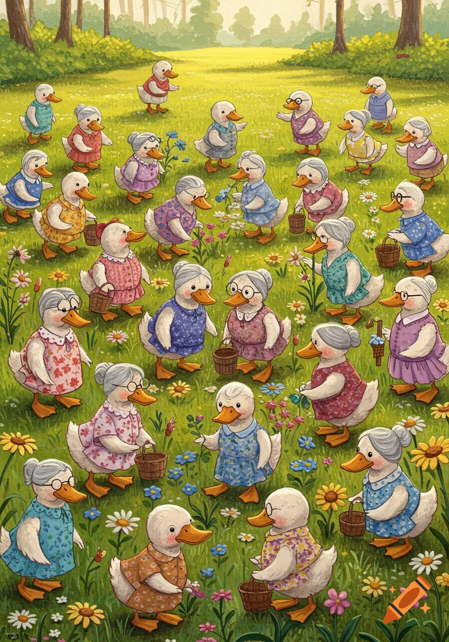 100 duck-sized grandmas on Craiyon