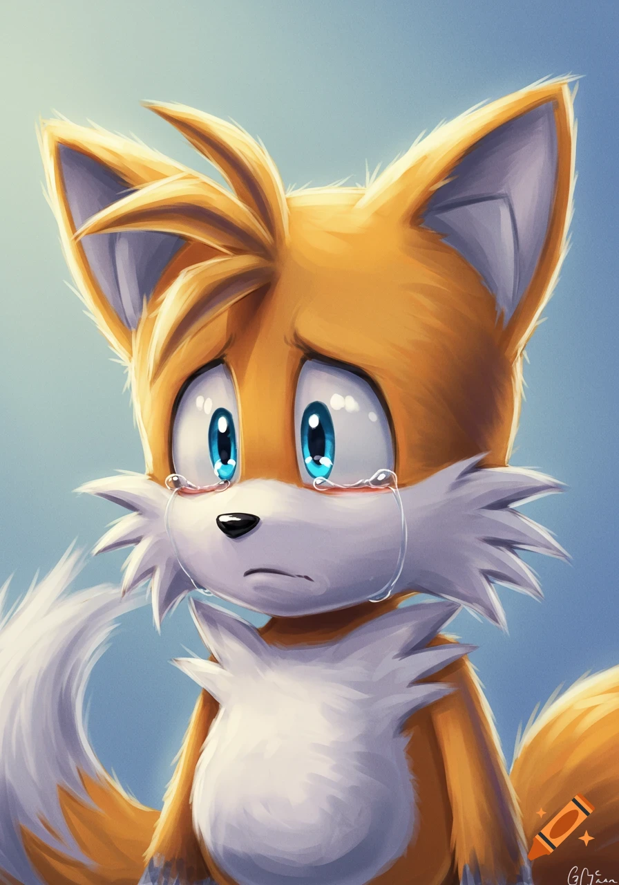 Tails the fox flies while carrying Knuckles the echidna over a lush, mountainous landscape with ...