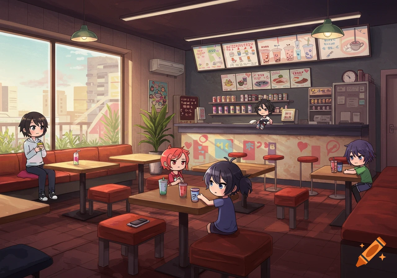 A band of six anime-style characters with animal ears, resembling Gacha ...