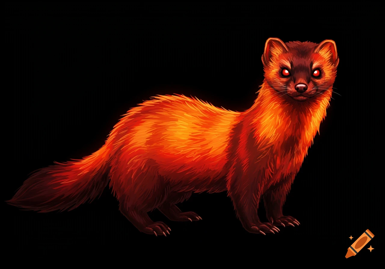 Illustration of three standing weasels with varying fur types: fluffy ...