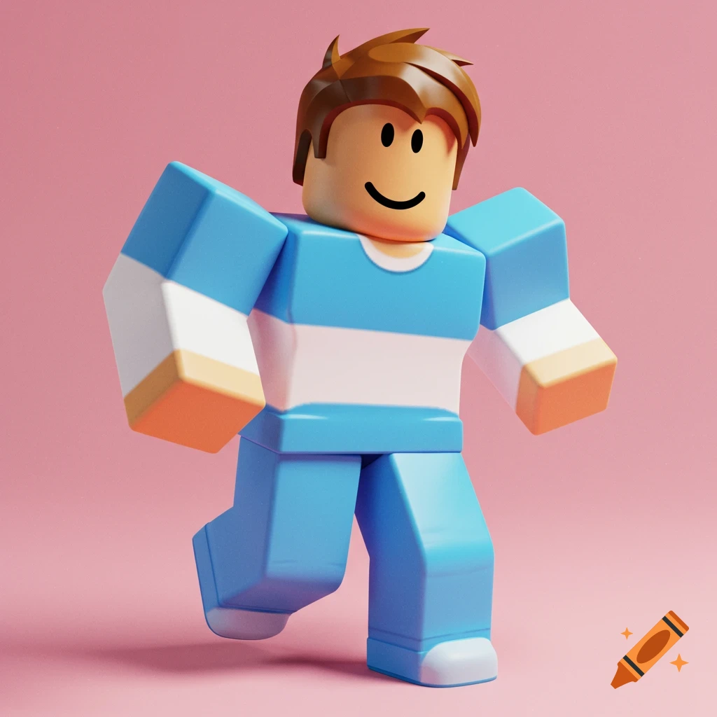 3D render of an orange blocky figure with a smiley face. on Craiyon