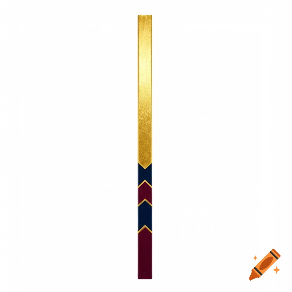 Gold, dark blue, and maroon painted stick on Craiyon