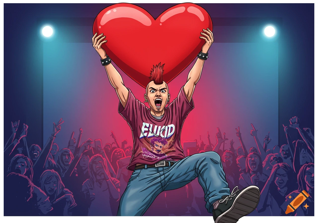 Elucid's biggest fan holding a heart on Craiyon