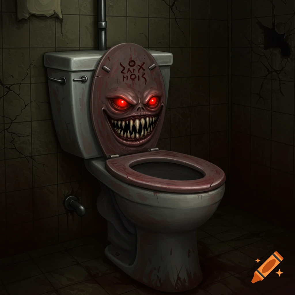 Illustration of a toilet with brown liquid exploding and splashing ...