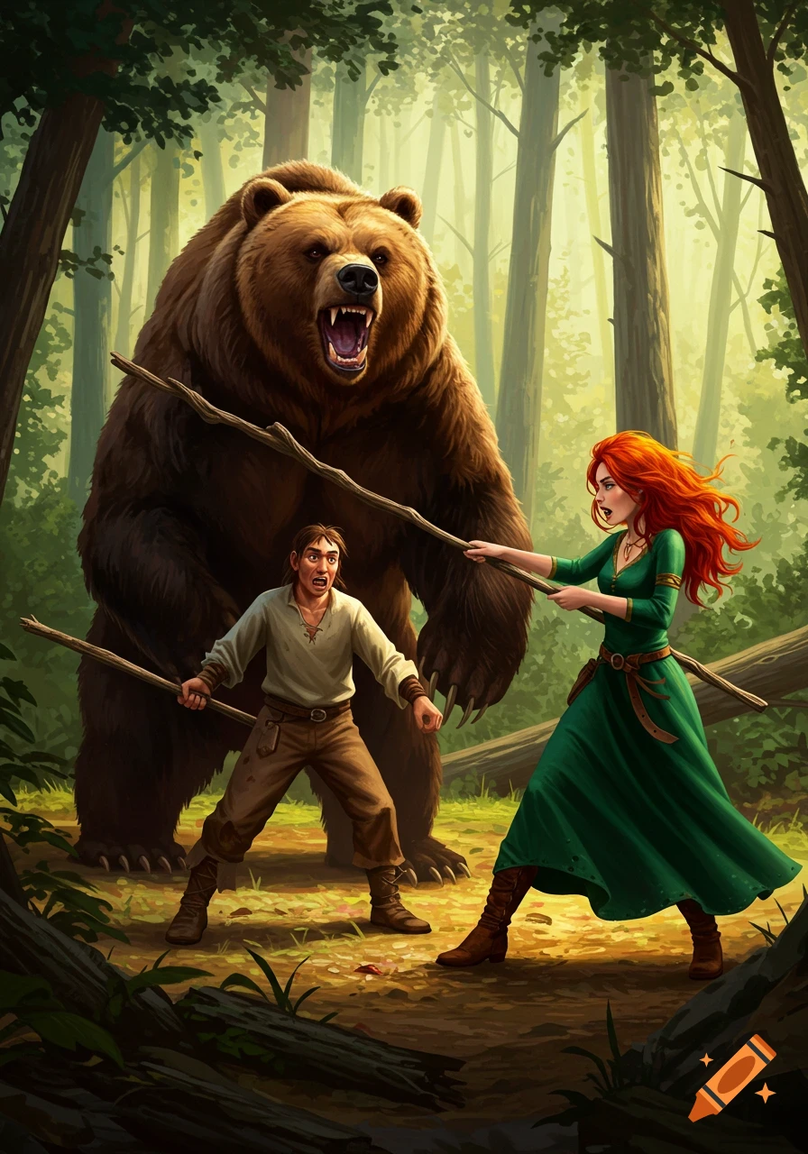 An illustration of three surprised teenagers facing a large owl ...