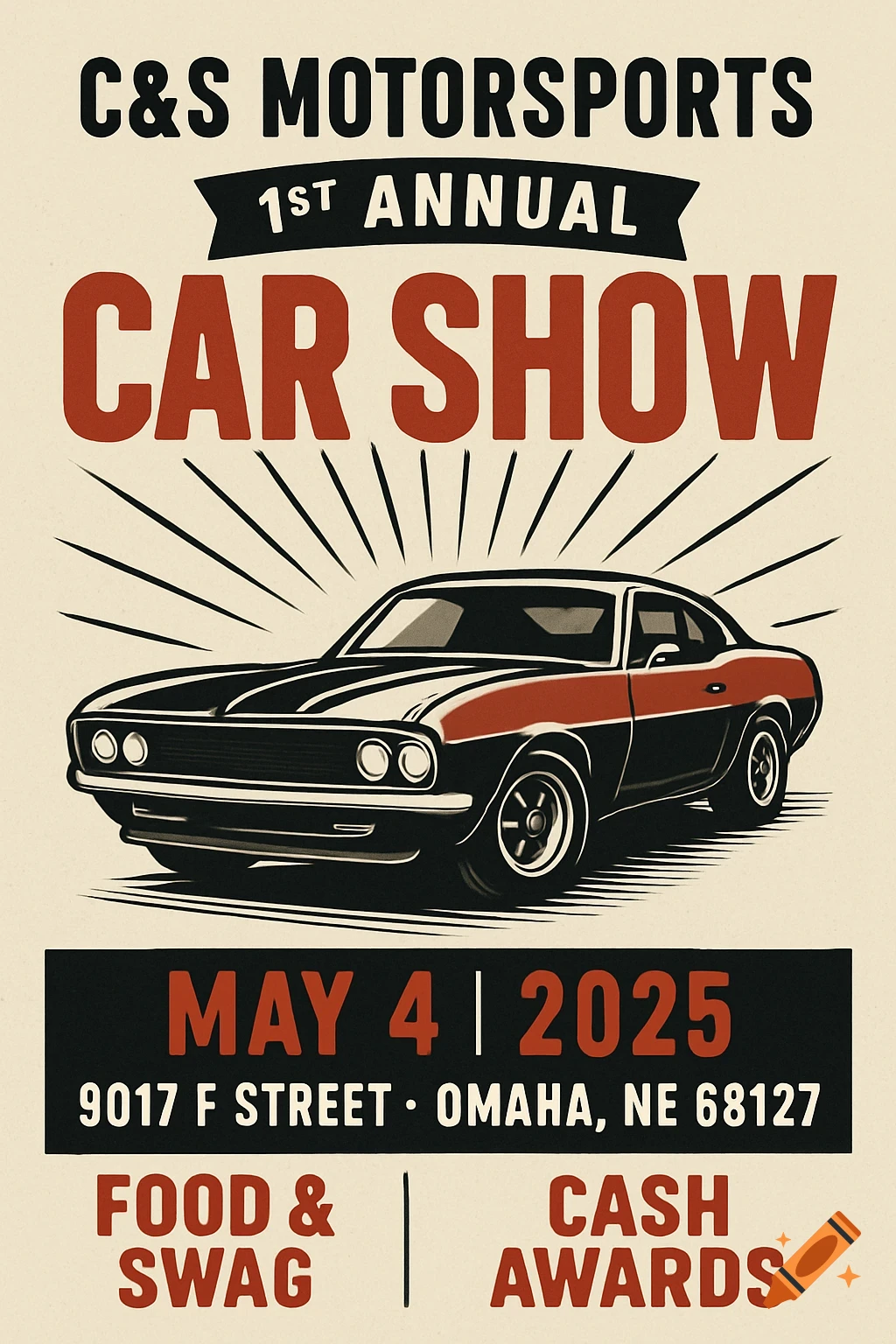 C&S Motorsports 1st Annual Car Show Flyer on Craiyon